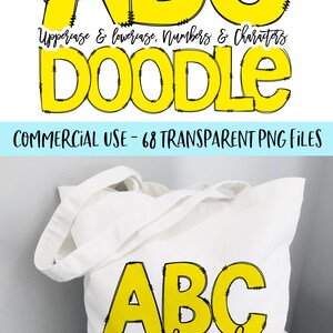 Bright Yellow Hand Drawn Doodle Alphabet Pack, Solid Color Faux Stitch ...