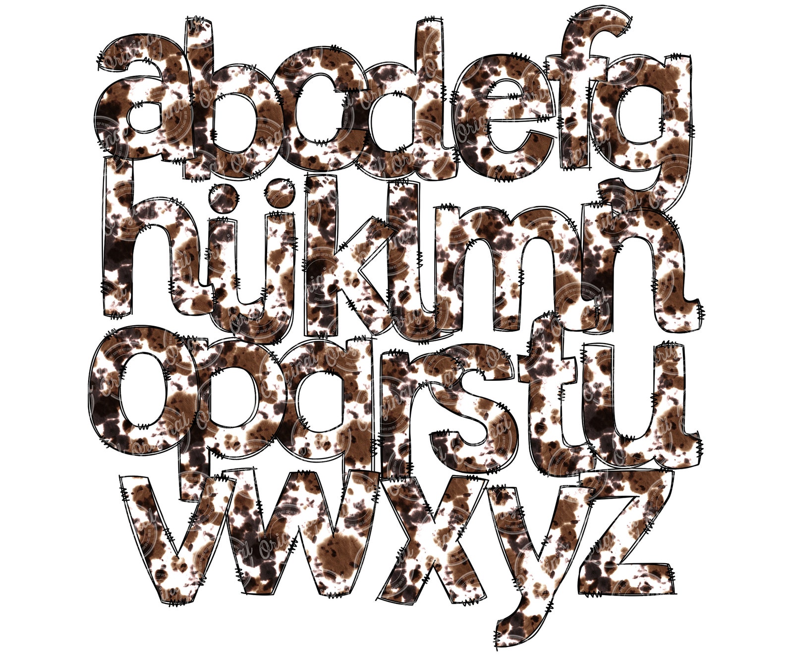 Doodle Font Cow Hide Doodle Letters, Animal Print Alphabet Pack, Cow ...