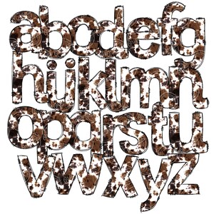 Doodle Font Cow Hide Doodle Letters, Animal Print Alphabet Pack, Cow ...