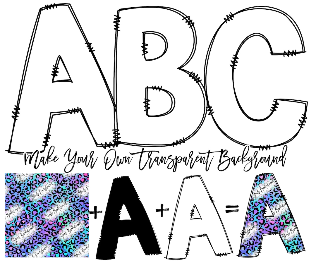 Transparent Doodle Letters With Solid Fill & Outline, Individually ...