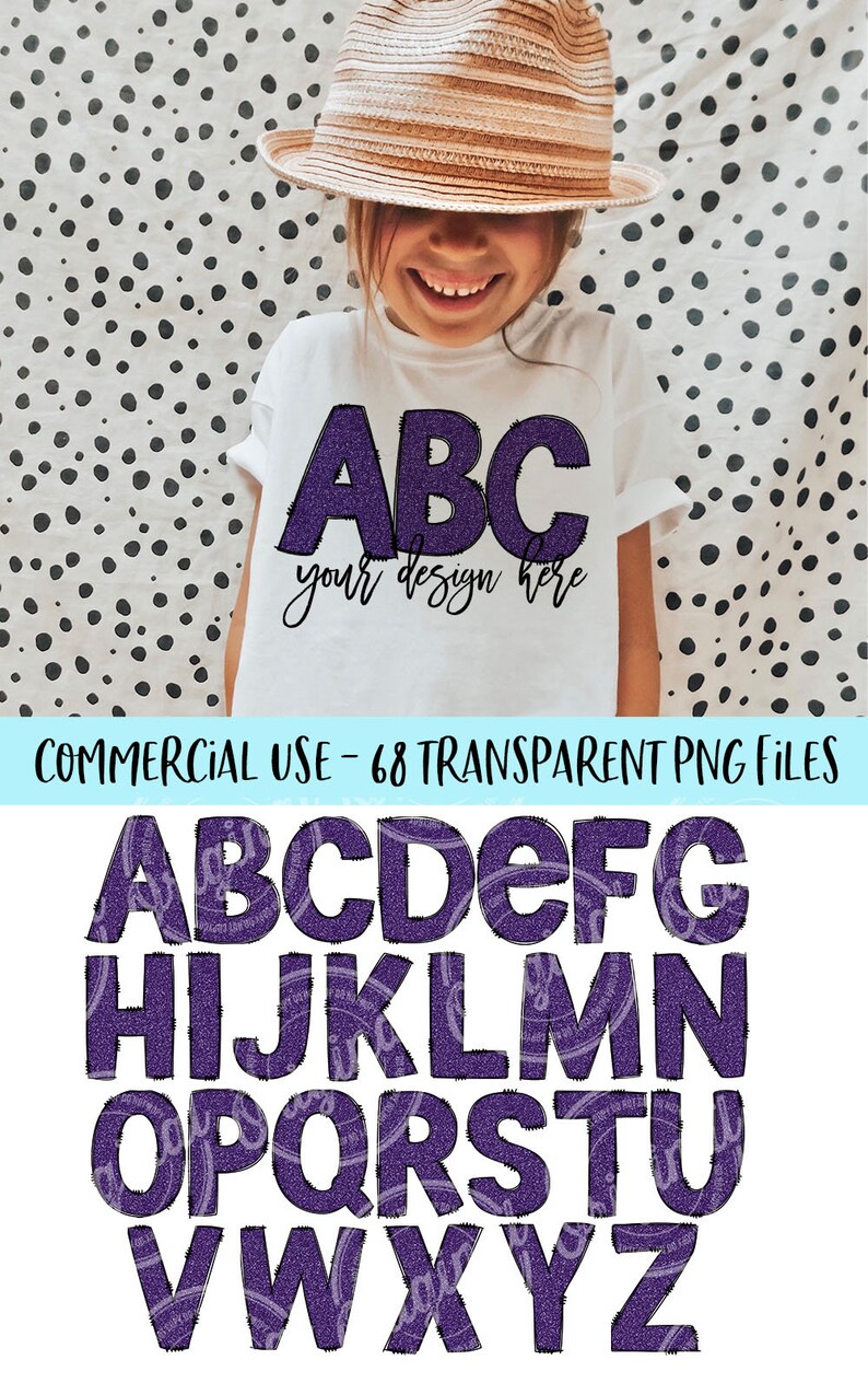 Dark Purple Glitter Alphabet Set, Glitter Doodle Letters, for Crafters ...