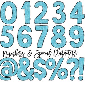 Light Blue Glitter Alphabet Set, Glitter Doodle Letters, for Crafters ...