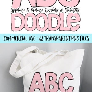 Light Pink Hand Drawn Doodle Alphabet Pack, Solid Color Faux Stitching ...