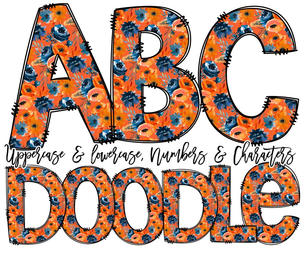 Doodle Letters PNG Floral Flower Alphabet Set, Floral Flower Letters ...