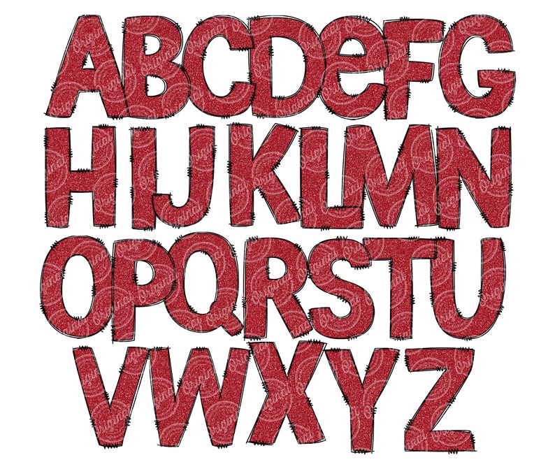 Red Maroon Glitter Alphabet Set Glitter Doodle Letters for - Etsy