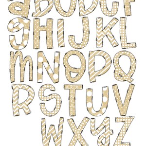 Doodle Letters Light Brown Alphabet Bundle PNG Pattern - Etsy