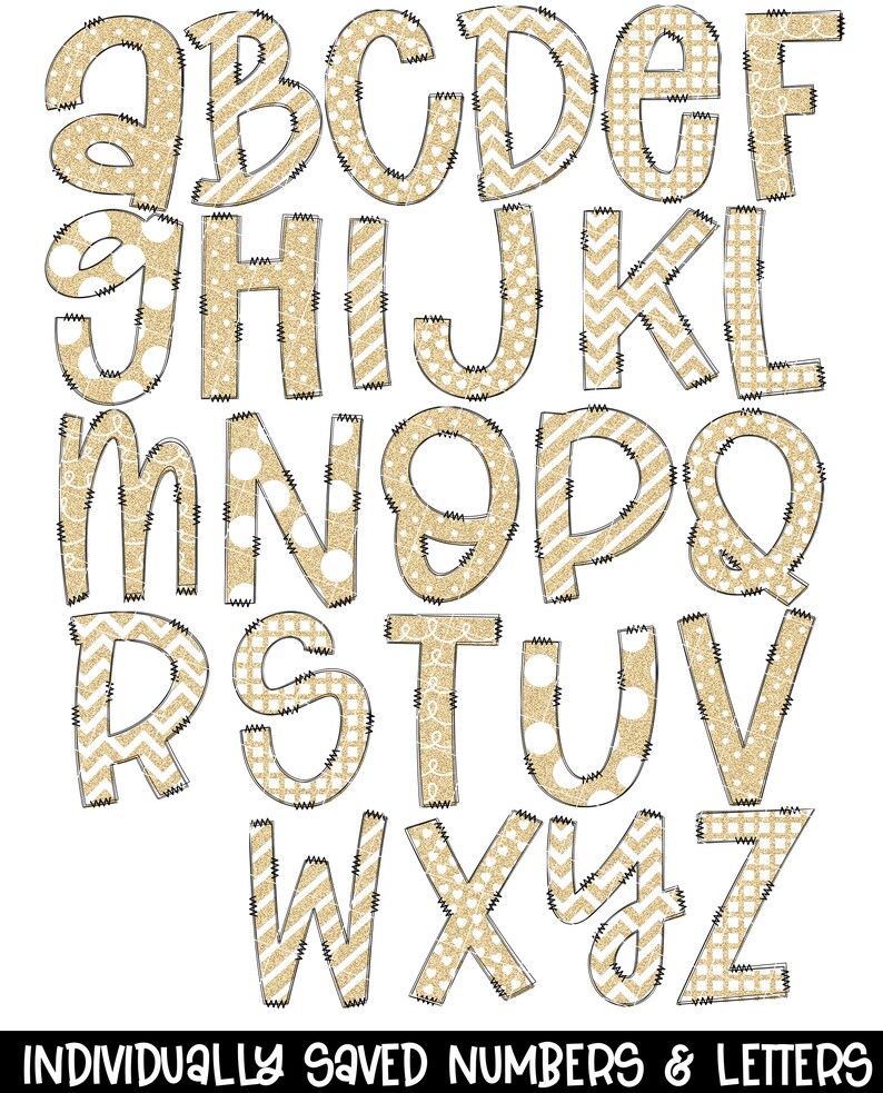 Doodle Letters, Light Brown Alphabet Bundle PNG, Pattern Background ...