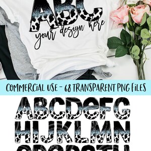 Doodle Font Cow Print Half Glitter Doodle Letters, Cow Hide Western ...