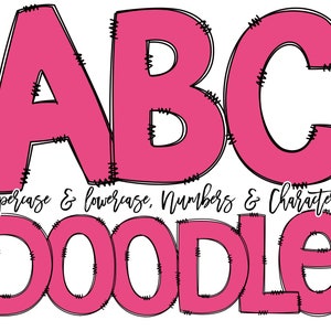 Doodle Font Dark Pink, Doodle Letters PNG, Sublimation Png, Doodle ...