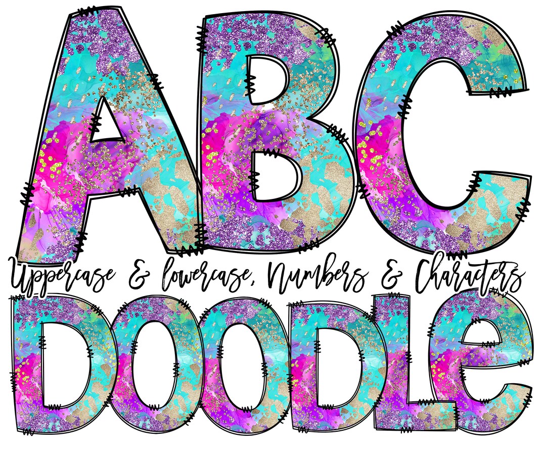 Doodle Font Ink Neon Doodle Letters PNG, Sublimation Png, Doodle ...
