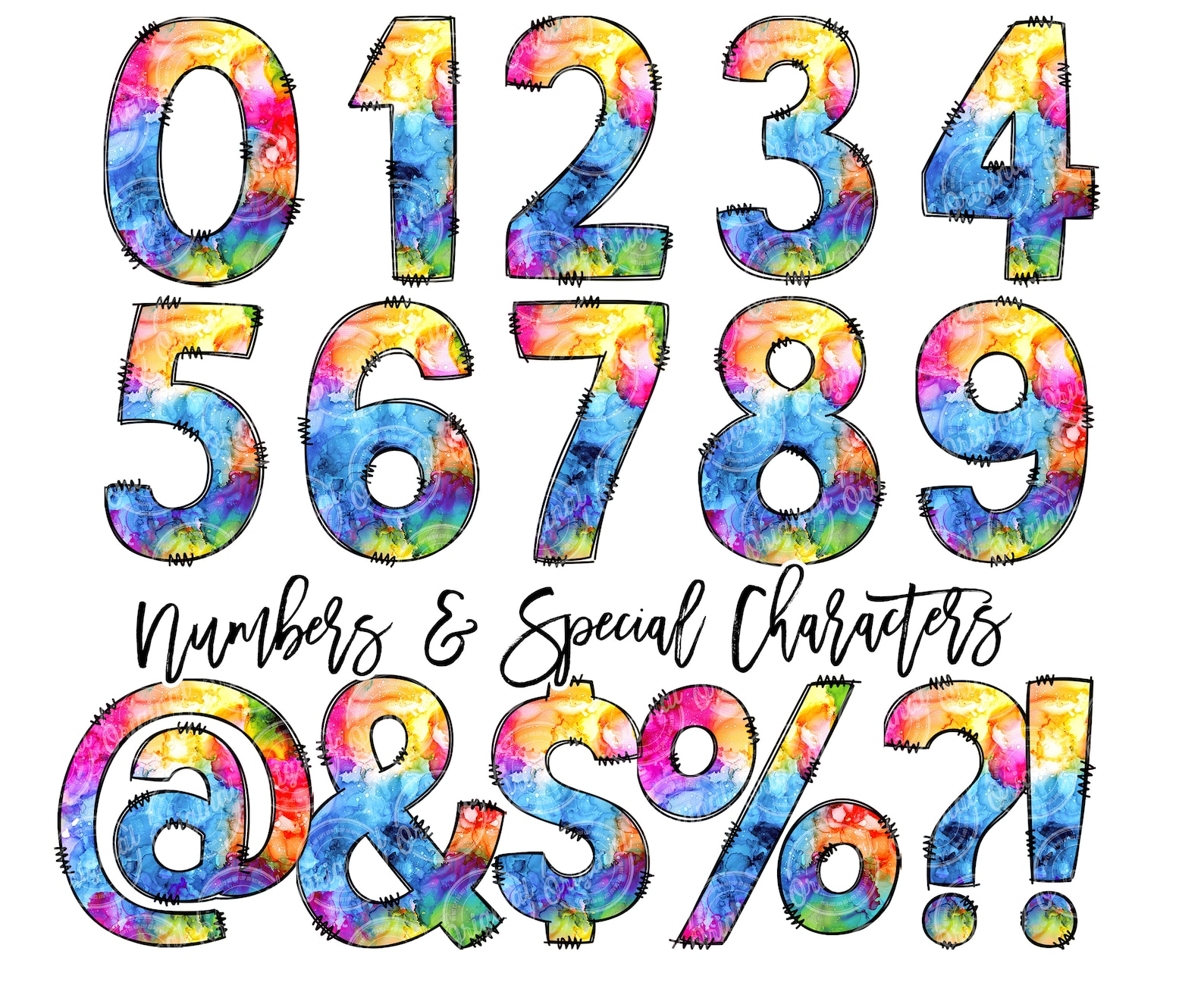 Doodle Font Rainbow Ink Doodle Letters, Colorful Alphabet Pack, Rainbow ...