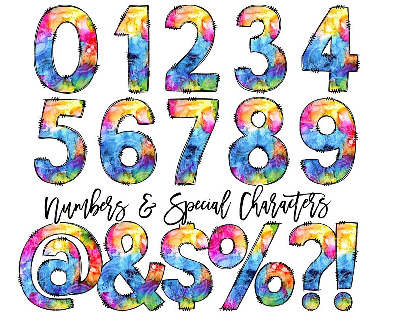 Doodle Font Rainbow Ink Doodle Letters, Colorful Alphabet Pack, Rainbow ...