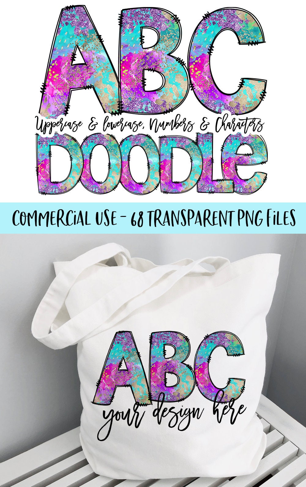 Doodle Font Ink Neon Doodle Letters PNG Sublimation Png | Etsy