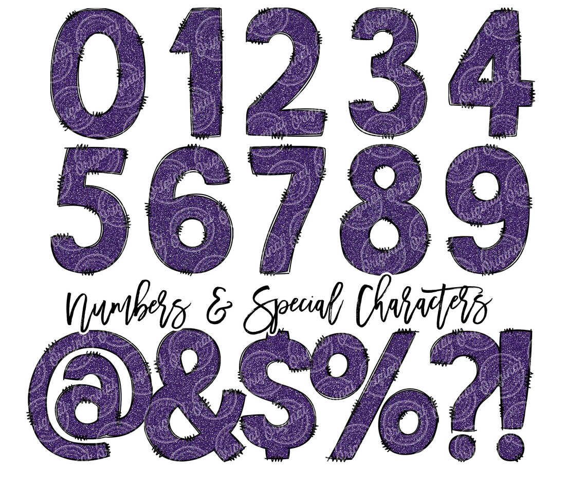 Dark Purple Glitter Alphabet Set Glitter Doodle Letters for - Etsy