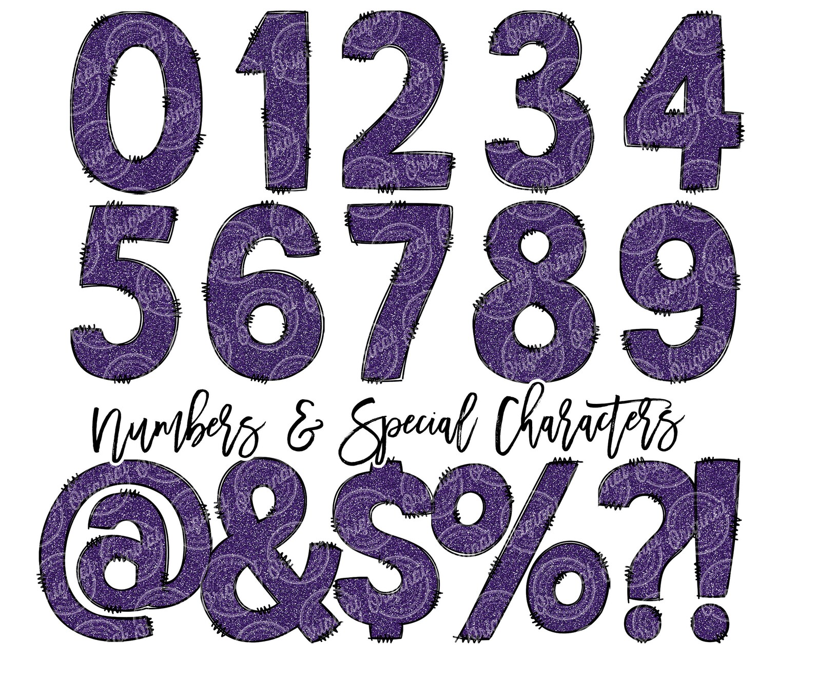 Dark Purple Glitter Alphabet Set, Glitter Doodle Letters, for Crafters ...