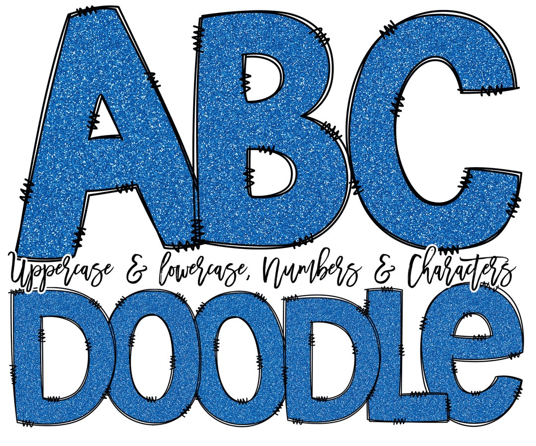 Dark Blue Glitter Alphabet Set, Glitter Doodle Letters, for Crafters ...