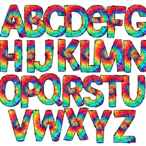 Doodle Font Tie Dye Doodle Letters, Tie Dye Alphabet Pack, Tie Dye ...