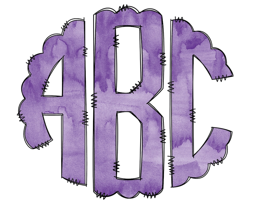Purple Monogram, Watercolor Sublimation Letters, Individually Saved ...