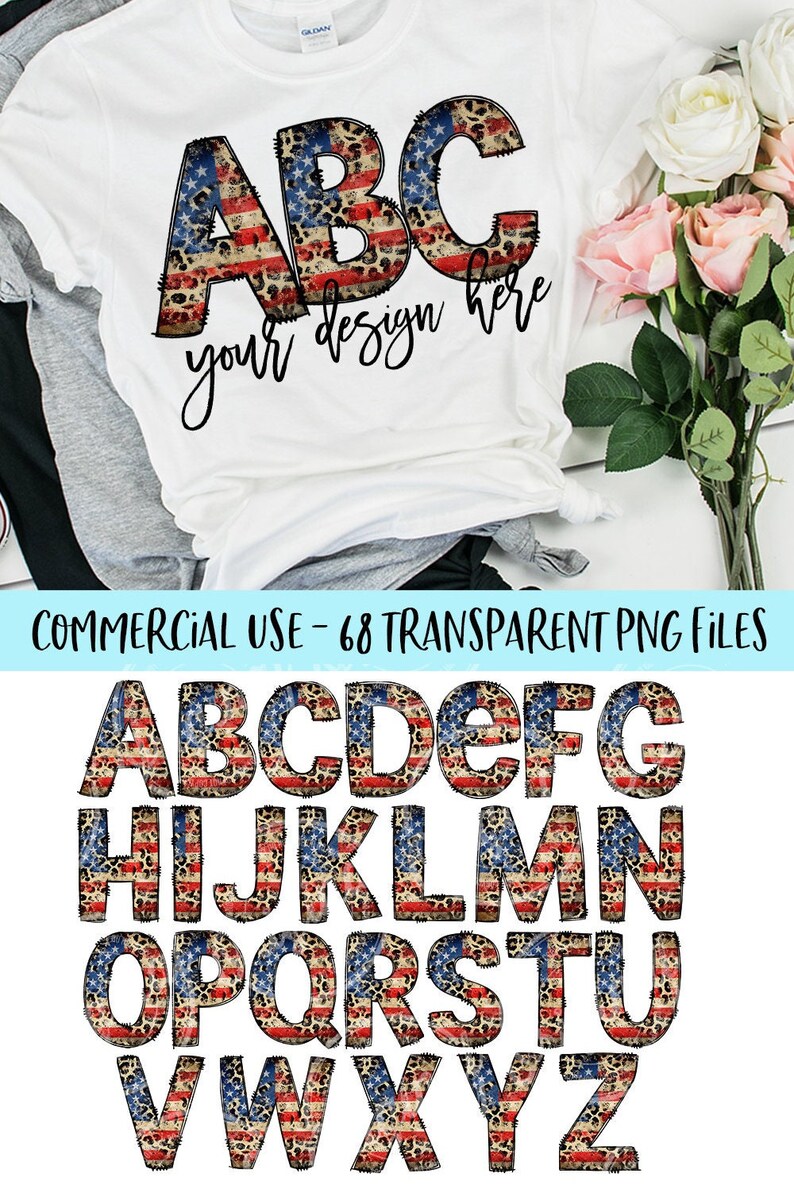 Doodle Font USA Flag Doodle Letters Red White Blue Alphabet - Etsy