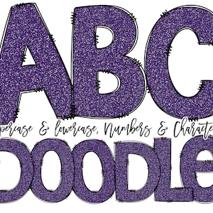 Dark Purple Glitter Alphabet Set, Glitter Doodle Letters, for Crafters ...