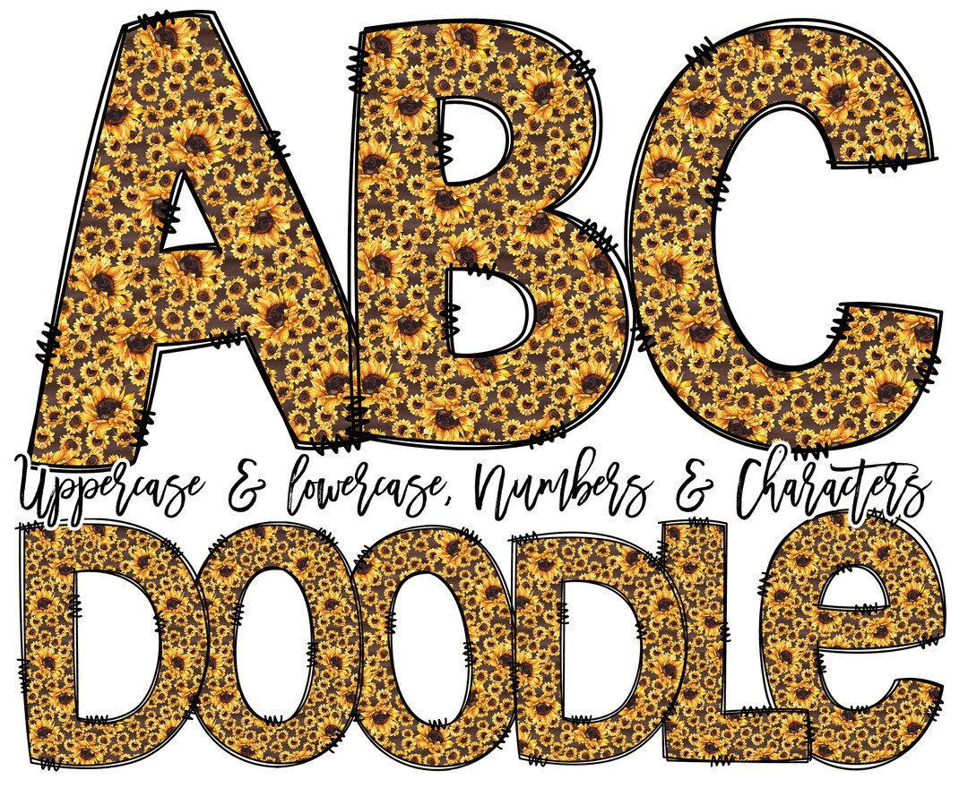 Doodle Font Sunflower Doodle Letters, Sunflower Alphabet Pack ...