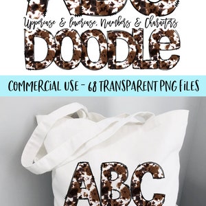Doodle Font Cow Hide Doodle Letters, Animal Print Alphabet Pack, Cow ...