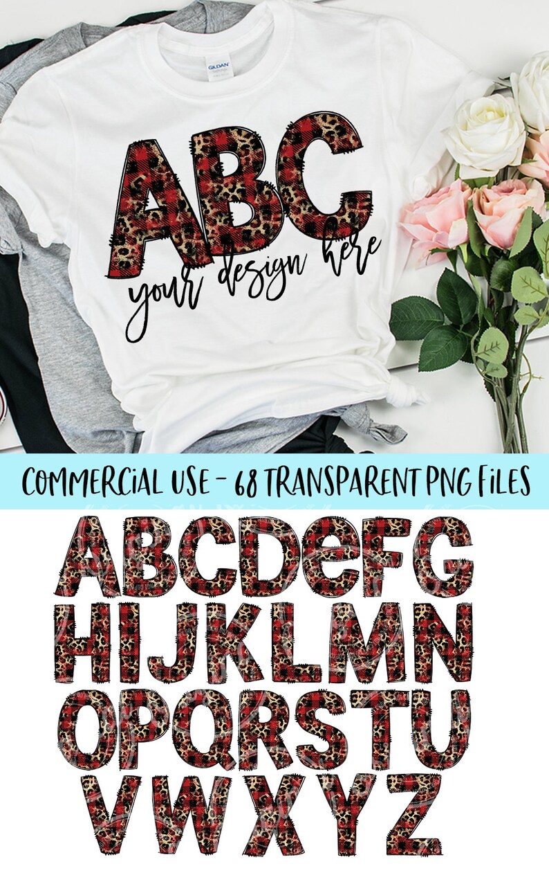 Doodle Font Leopard Plaid Doodle Letters Animal Print - Etsy