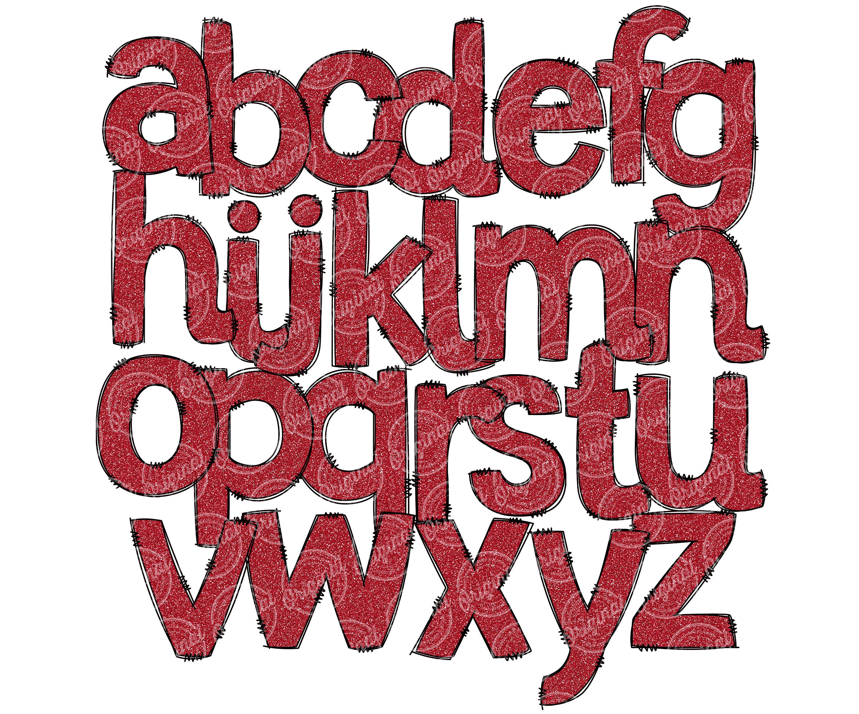 Red Maroon Glitter Alphabet Set Glitter Doodle Letters for - Etsy