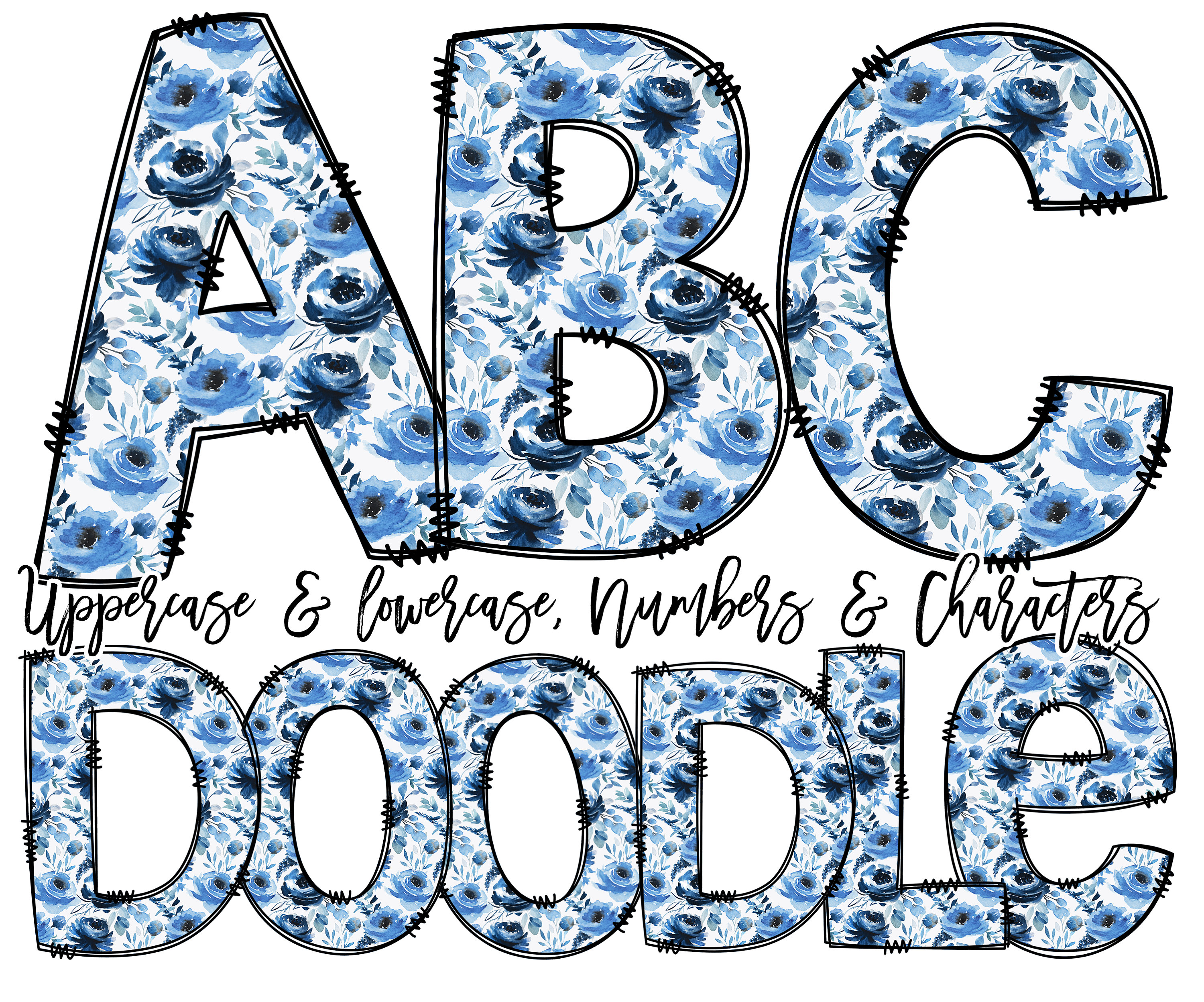 Doodle Letters PNG Floral Flower Alphabet Set Floral Flower - Etsy
