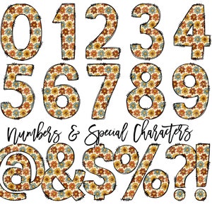 Doodle Font Retro Flowers Doodle Letters, Retro Alphabet Pack, Flower ...