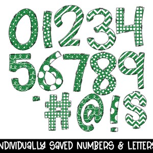 Doodle Letters, Dark Green Glitter Alphabet Bundle PNG, Pattern ...