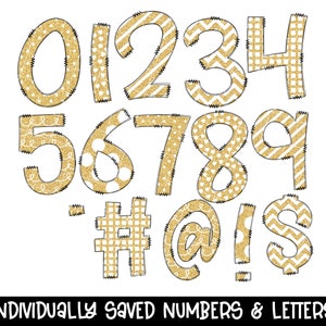 Doodle Letters, Gold Glitter Alphabet Bundle PNG, Pattern Background ...