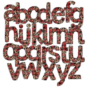 Doodle Font Leopard Plaid Doodle Letters, Animal Print Alphabet Pack ...