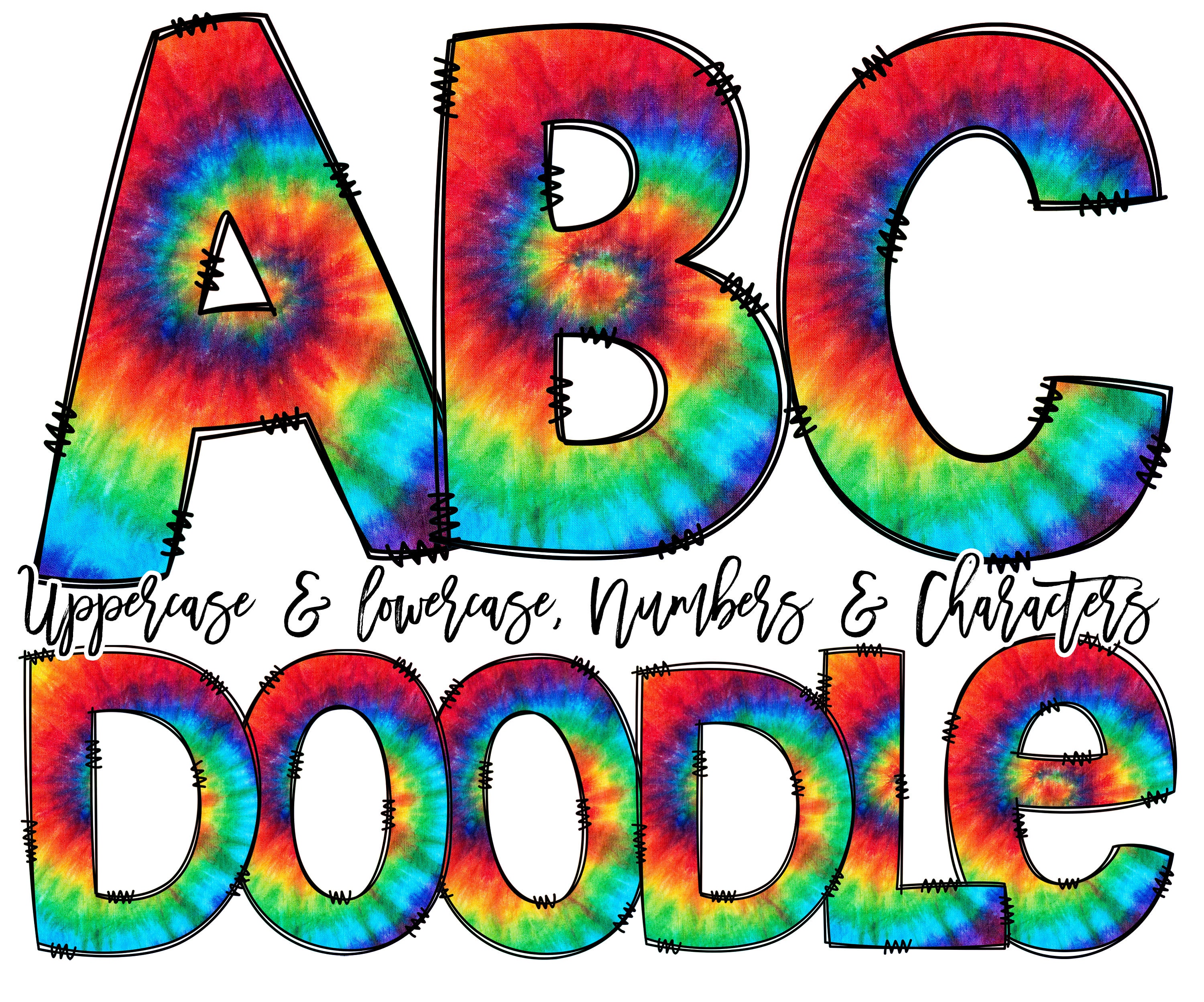 Tie Dye Colored Lettering