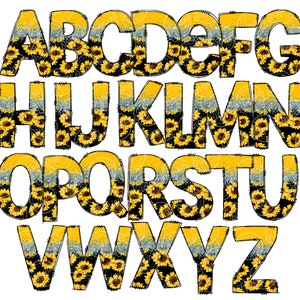 Sunflower Doodle Collection, Floral Letters, Flower Alphabet Pack Set ...