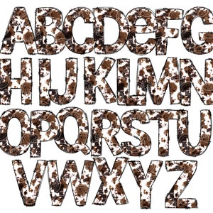 Doodle Font Cow Hide Doodle Letters, Animal Print Alphabet Pack, Cow ...