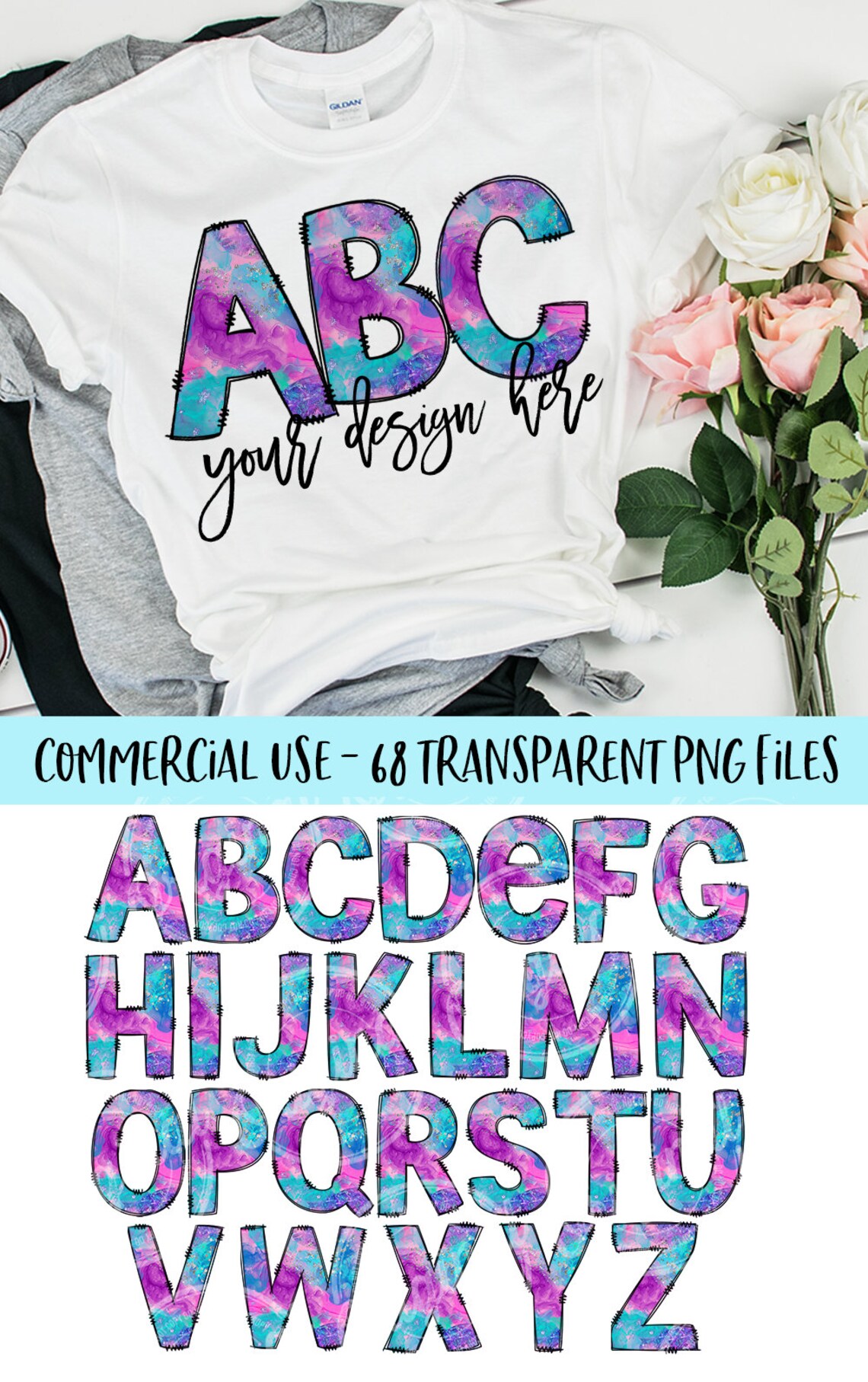 Doodle Font Pink Purple Blue Ink Doodle Doodle Letters PNG - Etsy