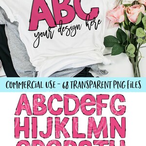 Doodle Font Dark Pink Doodle Letters PNG Sublimation Png | Etsy