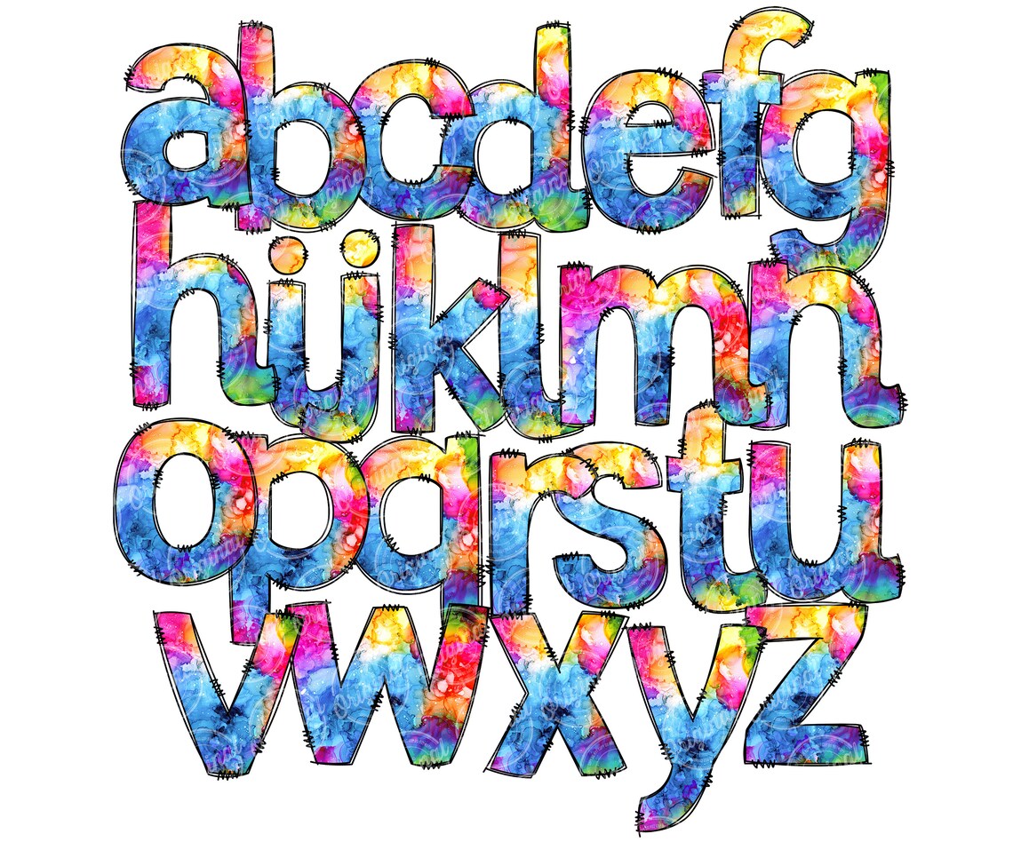 Doodle Font Rainbow Ink Doodle Letters Colorful Alphabet - Etsy