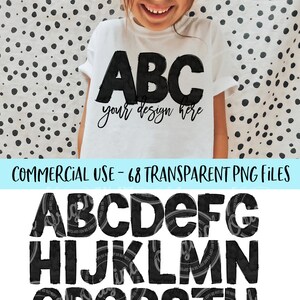 Black Watercolor Doodle Font Letters & Numbers Commercial Use ...