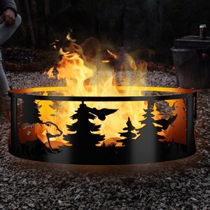 Bear and Nature View Fire Ring Outdoor Fire Pit Gift for - Etsy
