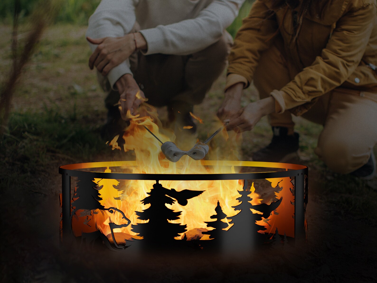 Bear and Nature View Fire Ring Outdoor Fire Pit Gift for - Etsy