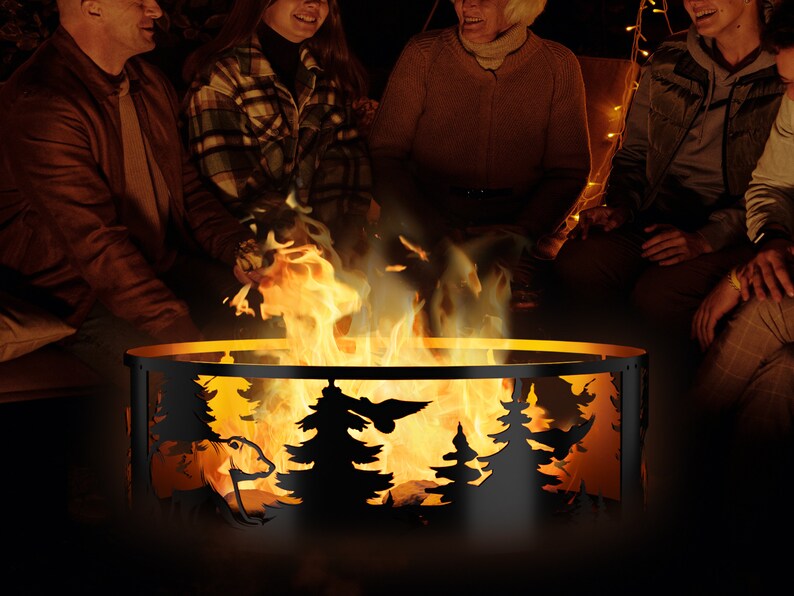 Bear and Nature View Fire Ring Outdoor Fire Pit Gift for - Etsy