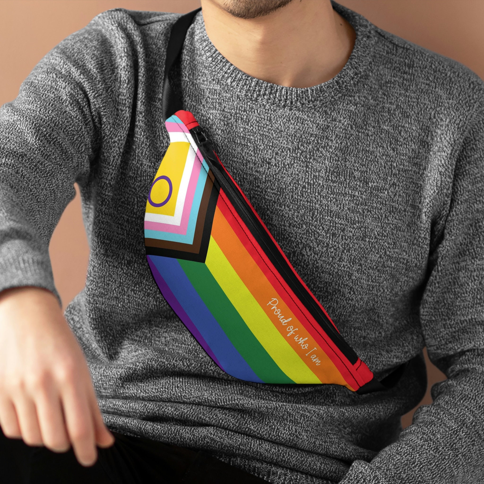 Pride Fanny Pack; Inclusive Progress Pride Flag Crossover Bag; LGBTQ ...