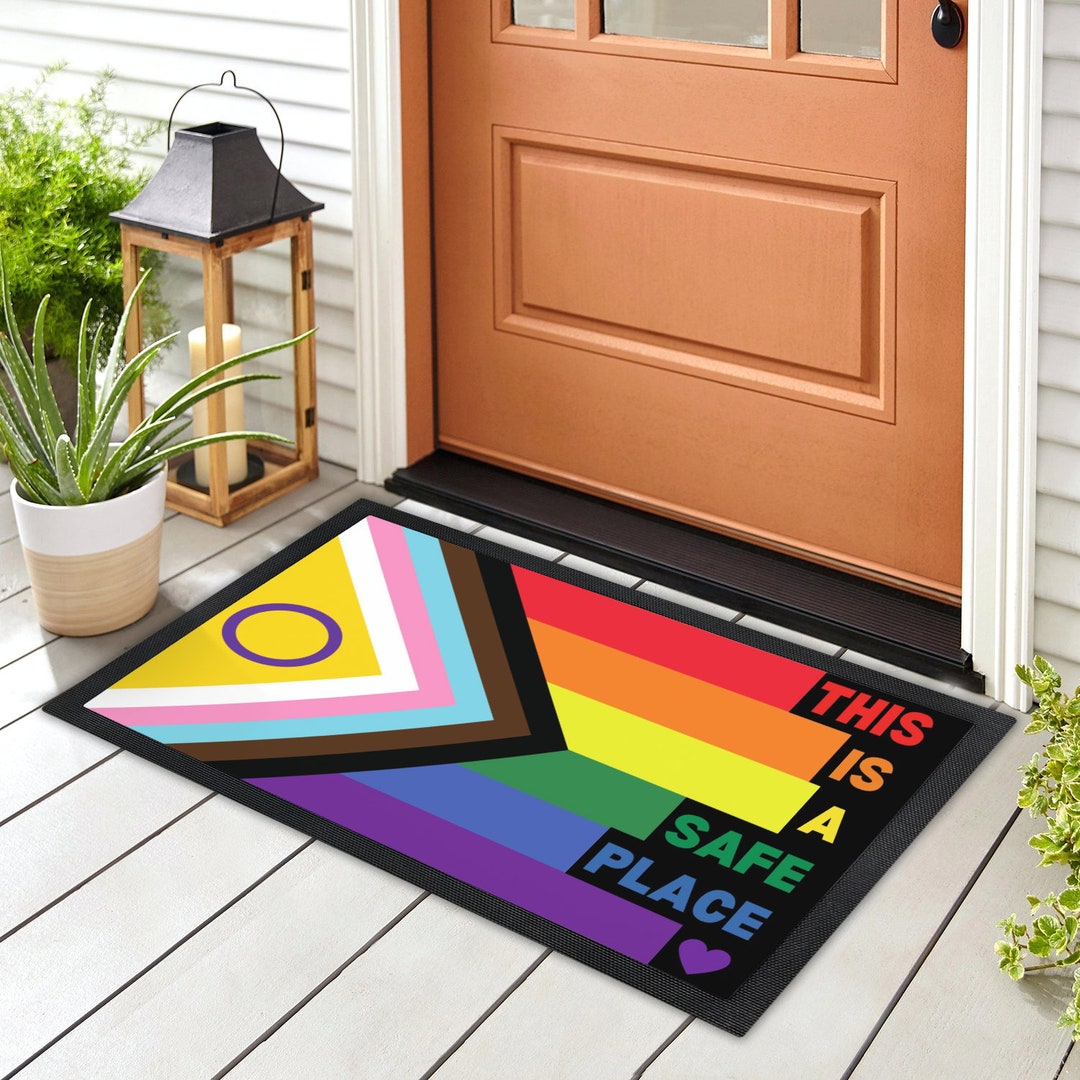 Progress Pride Doormat LGBT Rainbow Flag Door Mat Intersex Inclusive ...