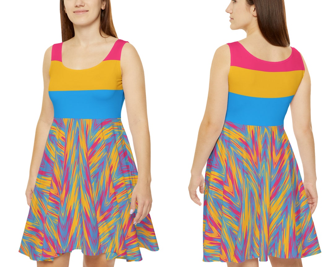Pansexual Skater Dress Pan Flag Pride Outfit Cute LGBTQ Mini Dress LGBT ...