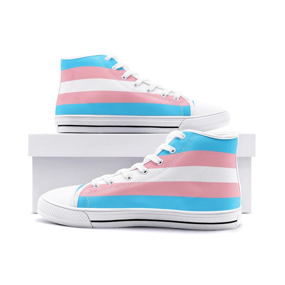 Transgender Shoes; Trans Mtf Ftm Pride High Top Canvas Sneakers; LGBTQ ...