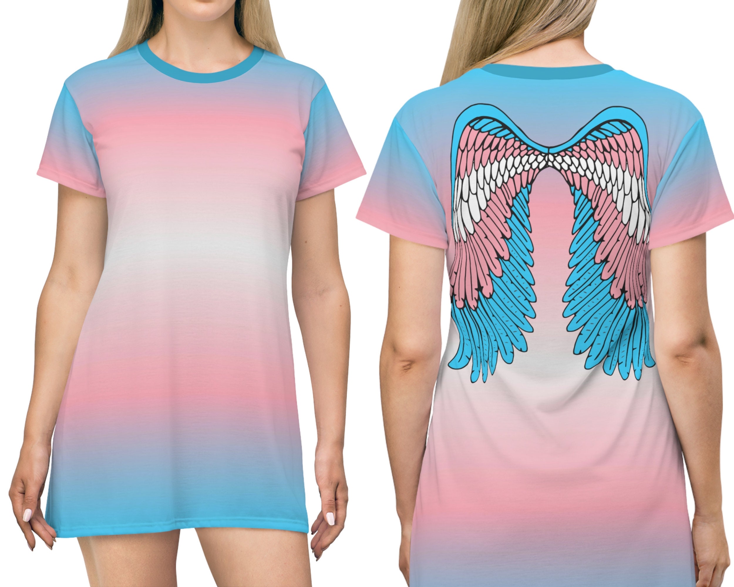 Transgender T-shirt Dress MTF Trans Pride Sleep Shirt Angel - Etsy