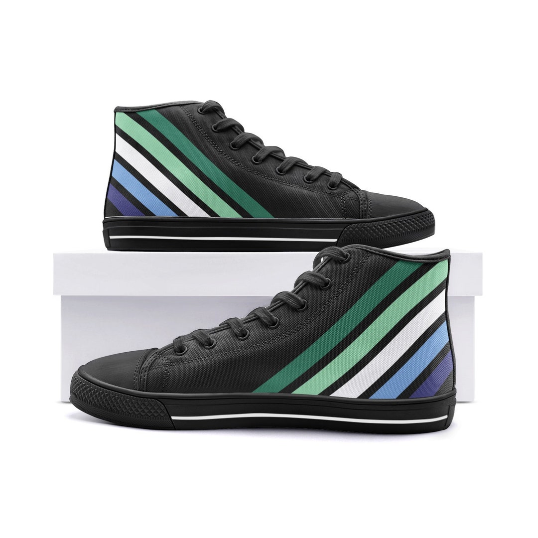 Gay MLM Sneakers; Subtle Vincian Flag Pride High Top Canvas Shoes; LGBT ...