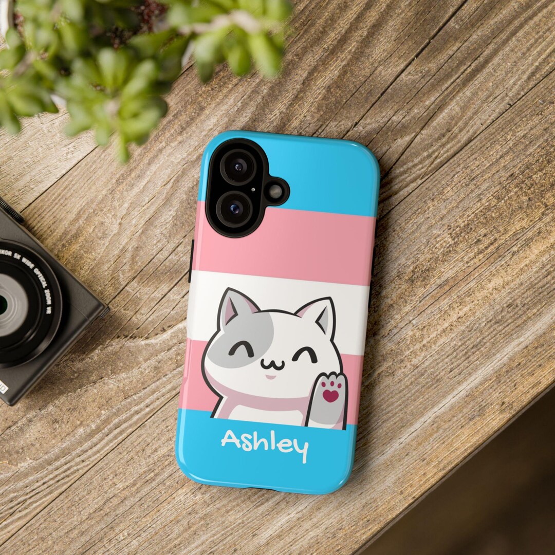 Personalized Transgender Phone Case; Custom Kawaii Cat Trans Pride ...